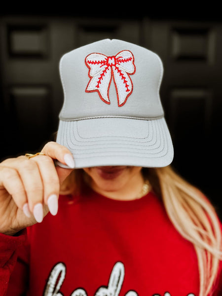 PREORDER | Chenille Baseball Bow Foam Hat – Rivers’ Rustic Designs