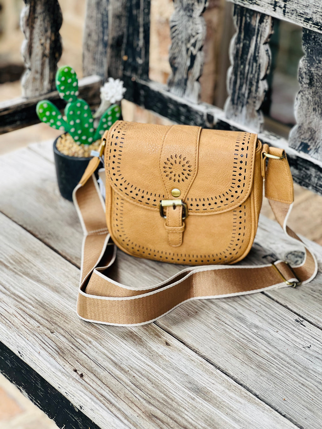 Tan Laser Cut Flap Crossbody – Rivers’ Rustic Designs