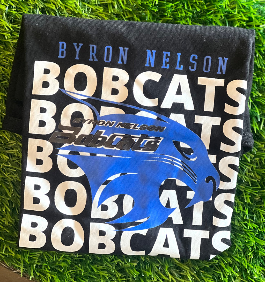 Byron Nelson Bobcats Stacked Black Tee – Rivers’ Rustic Designs