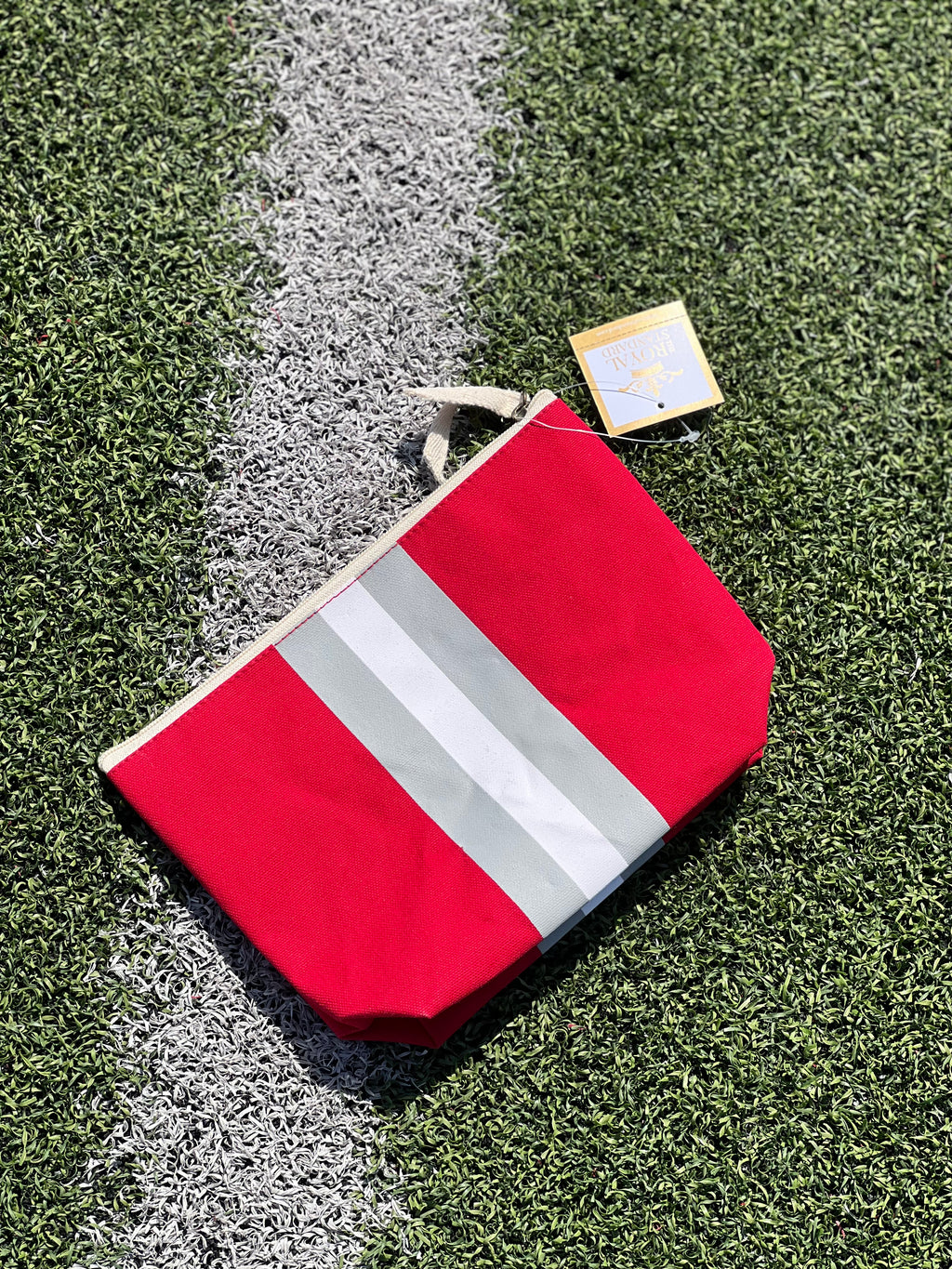Campus Stripe Cosmetic Red/White/Grey – Rivers’ Rustic Designs