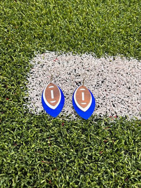 Royal Blue & White Stacked Football Feathers – Rivers’ Rustic Designs