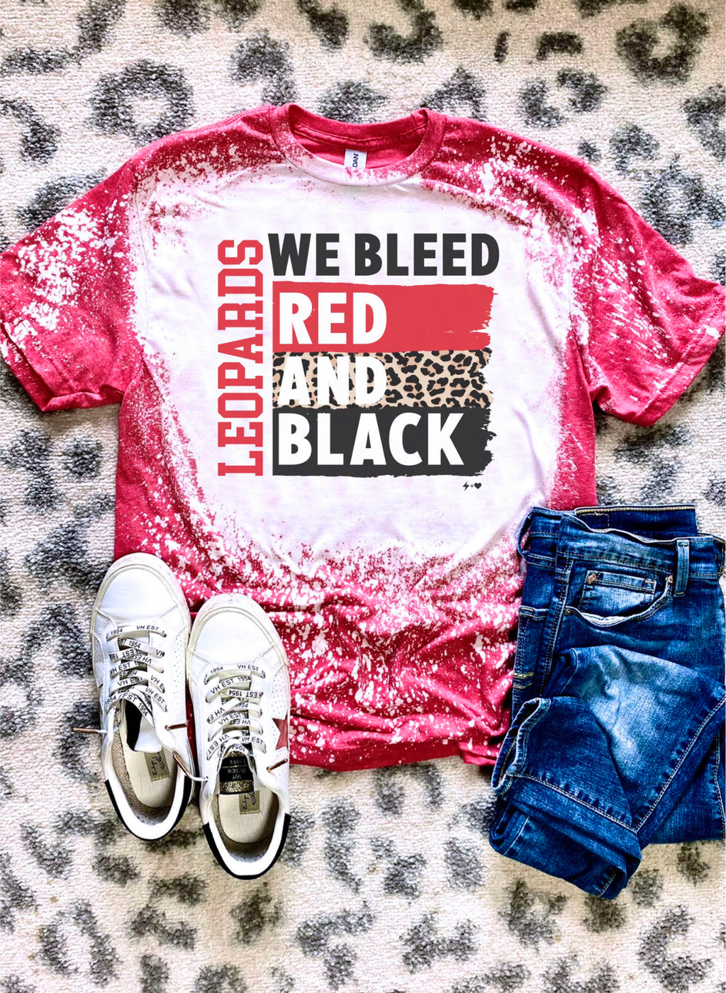 Leopards We Bleed Red & Black Tee – Rivers’ Rustic Designs
